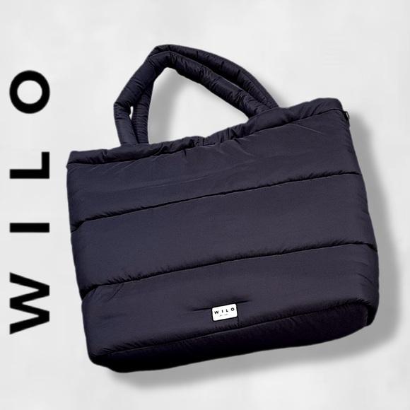 Wilo The Label | Bags | Wilo The Label Scrunch Top Black Quilted Tote ...
